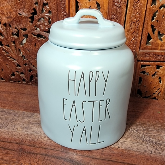 Rae Dunn | Holiday | Rae Dunn Happy Easter Yall Large Light Blue Ceramic Canister | Poshmark